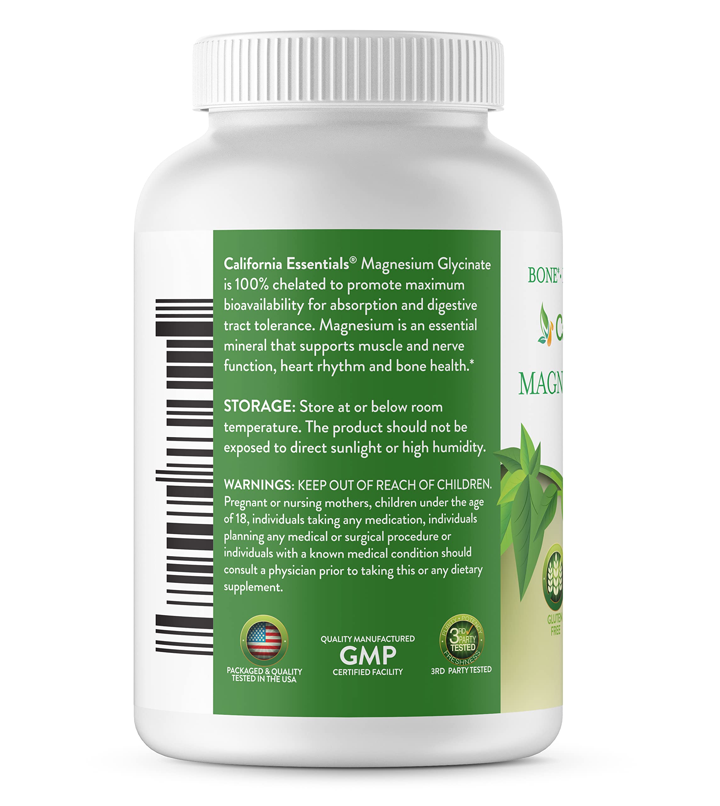 Magnesium Glycinate 400 - Chelated, High Absorption Vitamin Supplement - California Essentials LLC